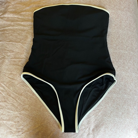 Wilo The Label | Swim | Wilo Strapless Binding Black Onepiece Swimsuit ...